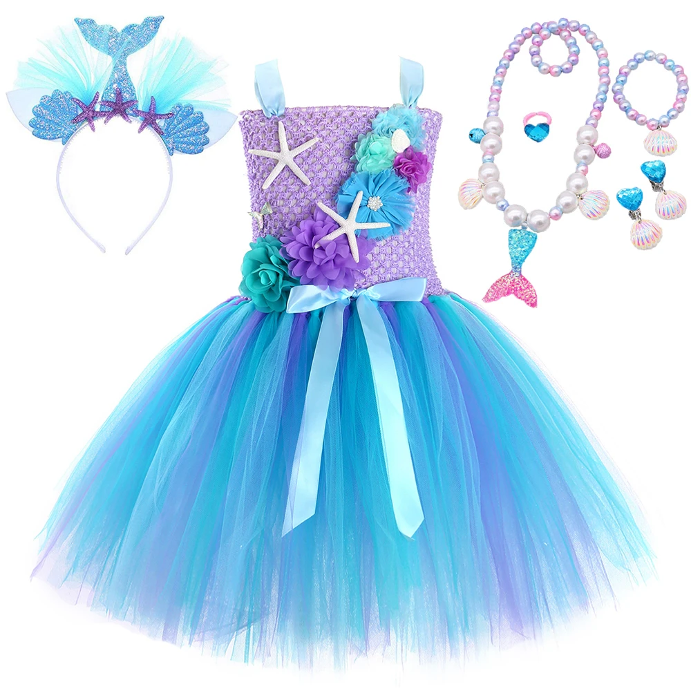 Princess Mermaid Tutu Dress for Girls Birthday Party Outfits Kids ...