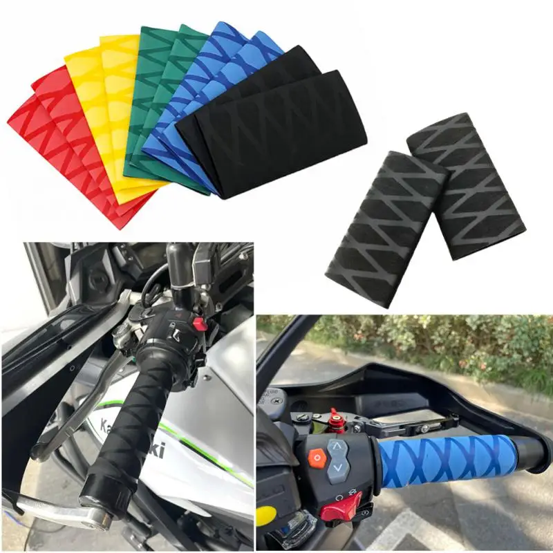 1pair Universal Motorcycle Heat Shrink Sleeve Handlebar Covers Rubber ...
