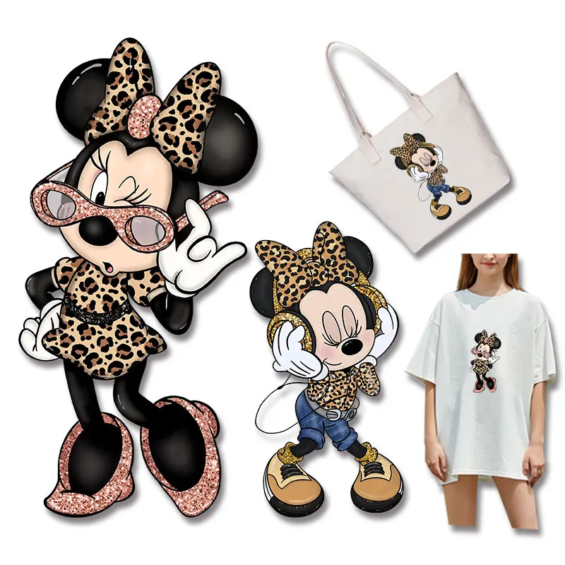 Minnie-Mouse-in-leopard-print-clothes-listening-to-music-cloth-patches ...