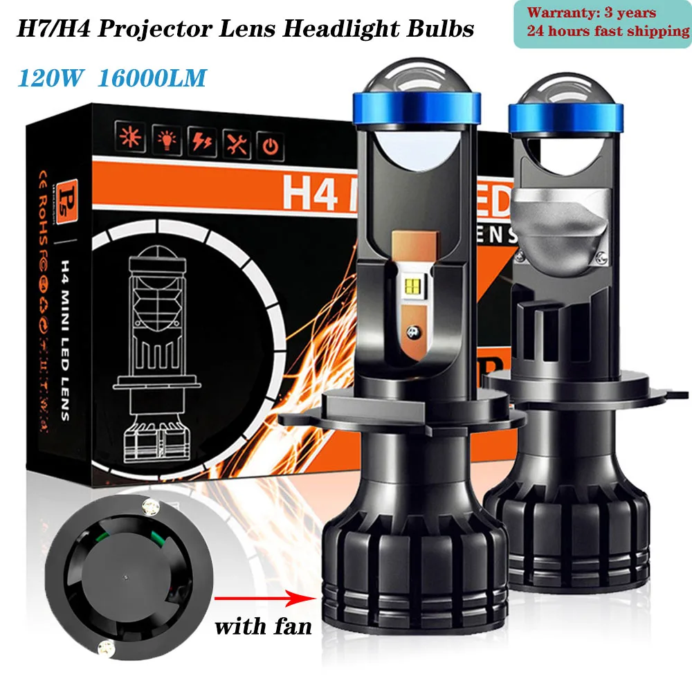 Canbus Lamp H4 H7 Led Super Mini Projector Lens 120w Automobiles Bulb 16000lm Conversion Kit Hi ...