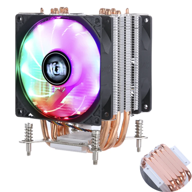 6 Heat Pipes Copper Tube CPU Cooler 3/4Pin PWM RGB PC Quiet lntel LGA ...