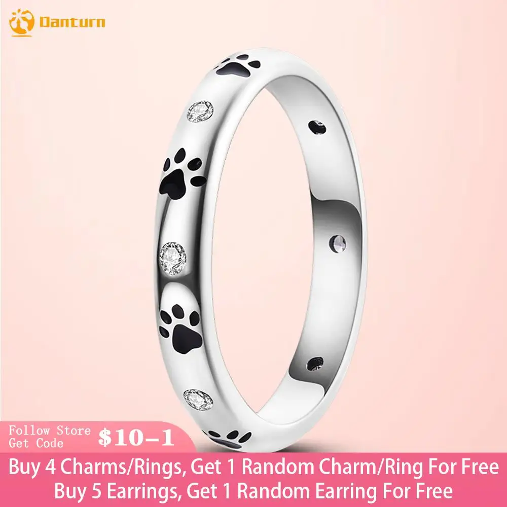 Danturn-925-Sterling-Silver-Ring-Paw-Print-Simple-Ring-Women-Rings ...