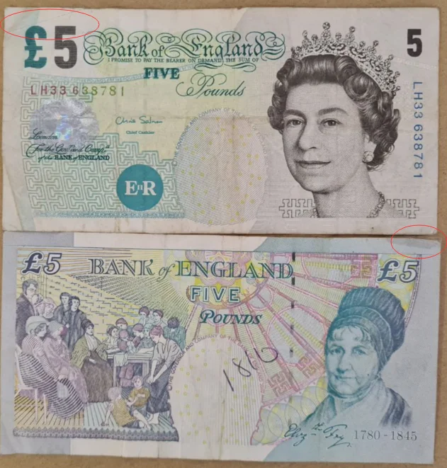 2002-2012-Great-Britain-5-pound-Original-Notes-Fuera-De-uso-Ahora ...