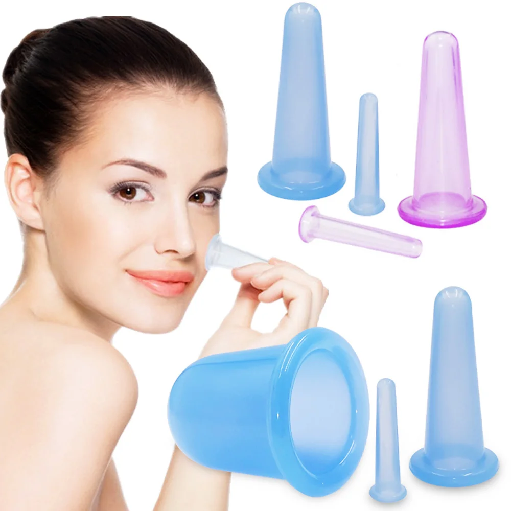 3/4PCS Silicone Vacuum Cupping Massage Jars Anti Cellulite Massage ...