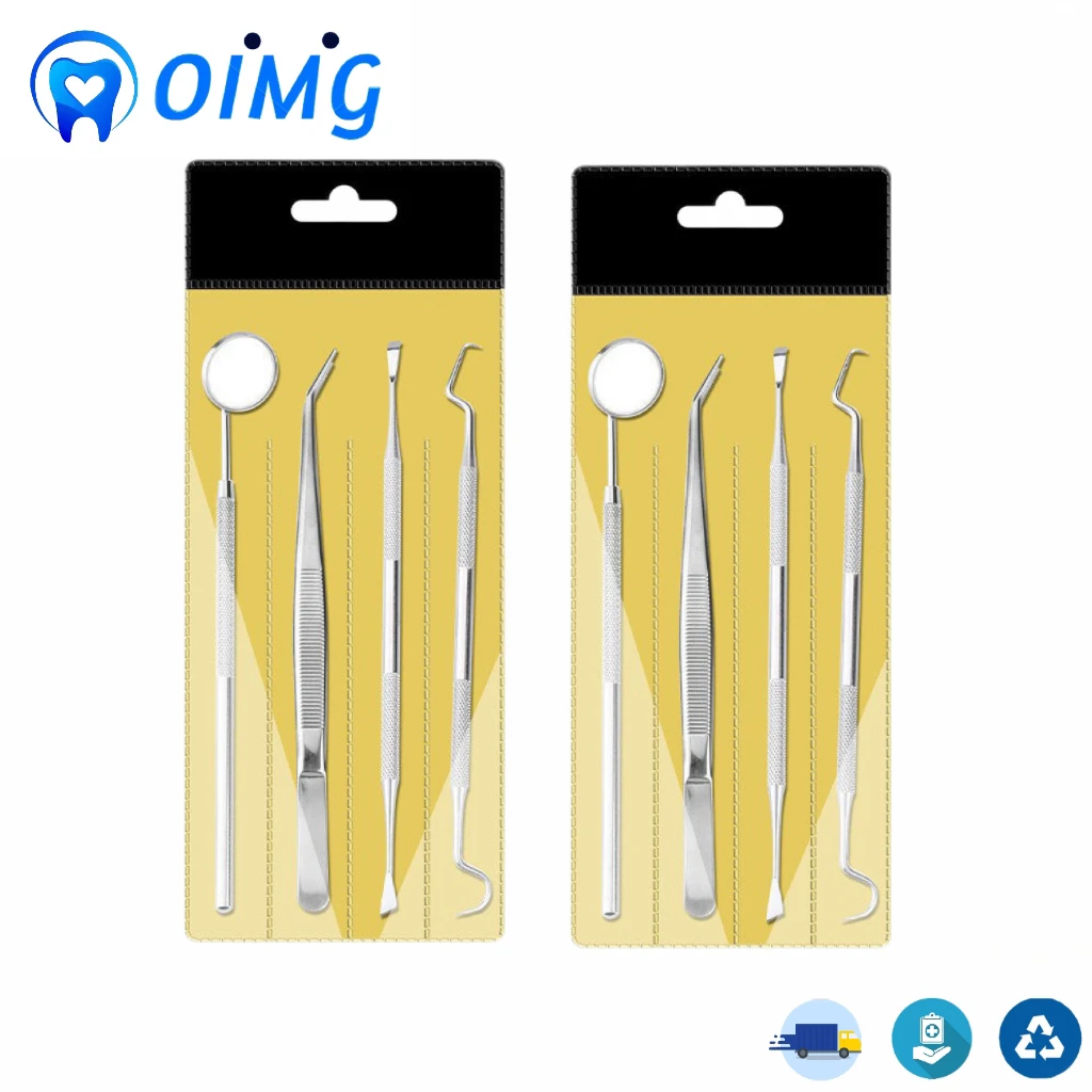 Dental-Mouth-Mirror-Stainless-Steel-Tweezers-Elbow-Probe-Dentist ...