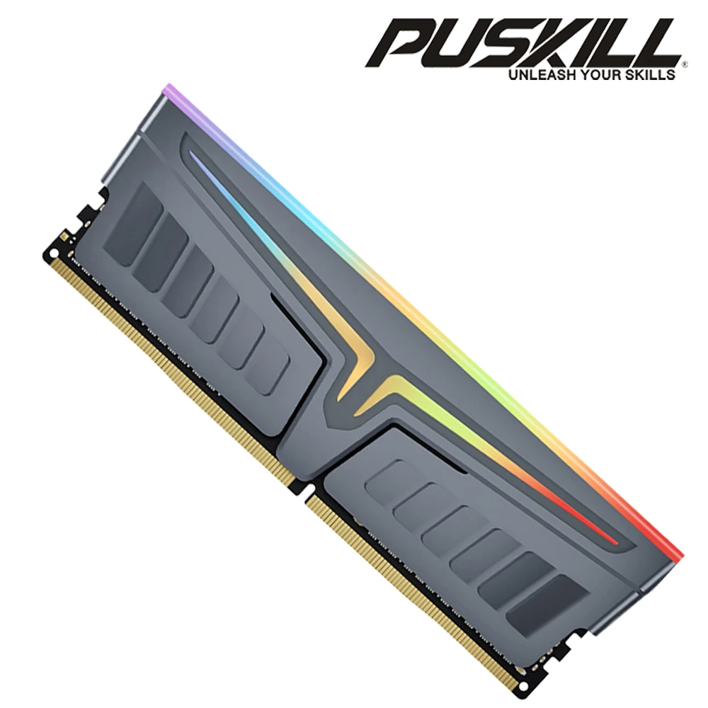 PUSKILL-RGB RAM de memória para desktop, dissipador de calor, UDIMM Dual Channel, DDR4, 3200MHz ...