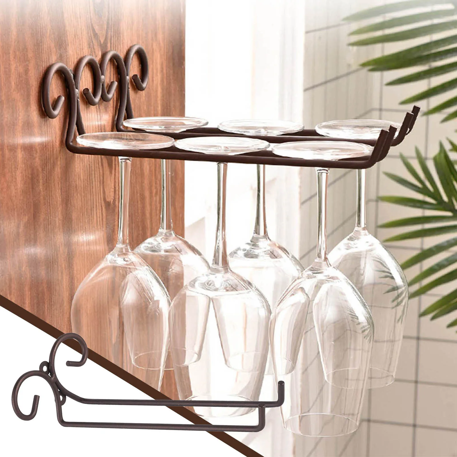 Metal-Wine-Rack-Wall-Mounted-Glass-Storage-Holder-Bar-Hanger-Shelf ...