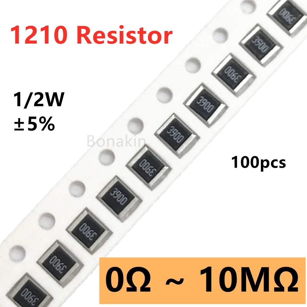 100pcs-1210-5-SMD-Resistor-0R10R20R22R100R120R200R330R470R510R1K1-5K2-2K3-3K4-7K5 ...