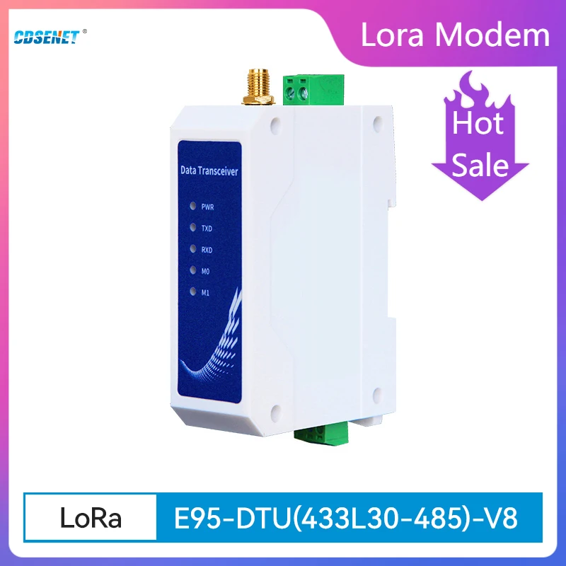 Lora Module 433mhz Rs485 Half Duplex 30dbm Long Range 8km Modbus Din-rail High Performance ...