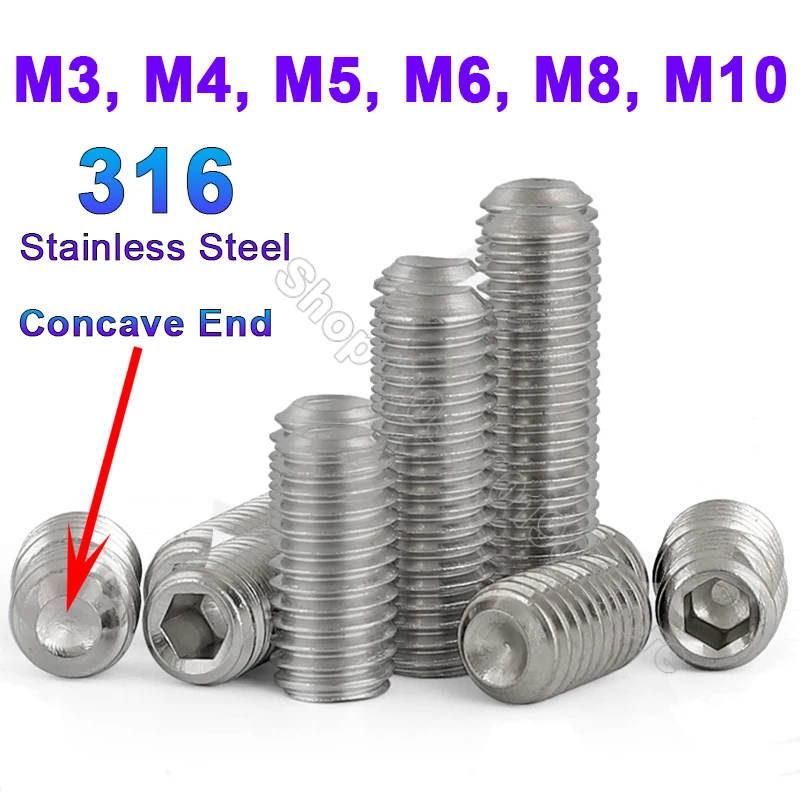 3-50pcs-Hex-Hexagon-Socket-Allen-Set-Screw-Cup-Point-316-Stainless ...