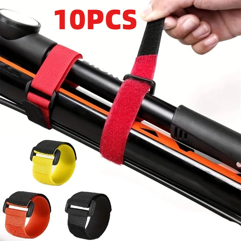10pcs/set Reusable Fishing Rod Tie Holder Strap Hook Loop Ties Belt ...