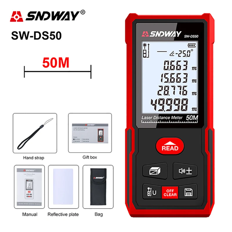 SNDWAY Laser rangefinder 40M 100M Laser Tape Measure Digital Roulette ...