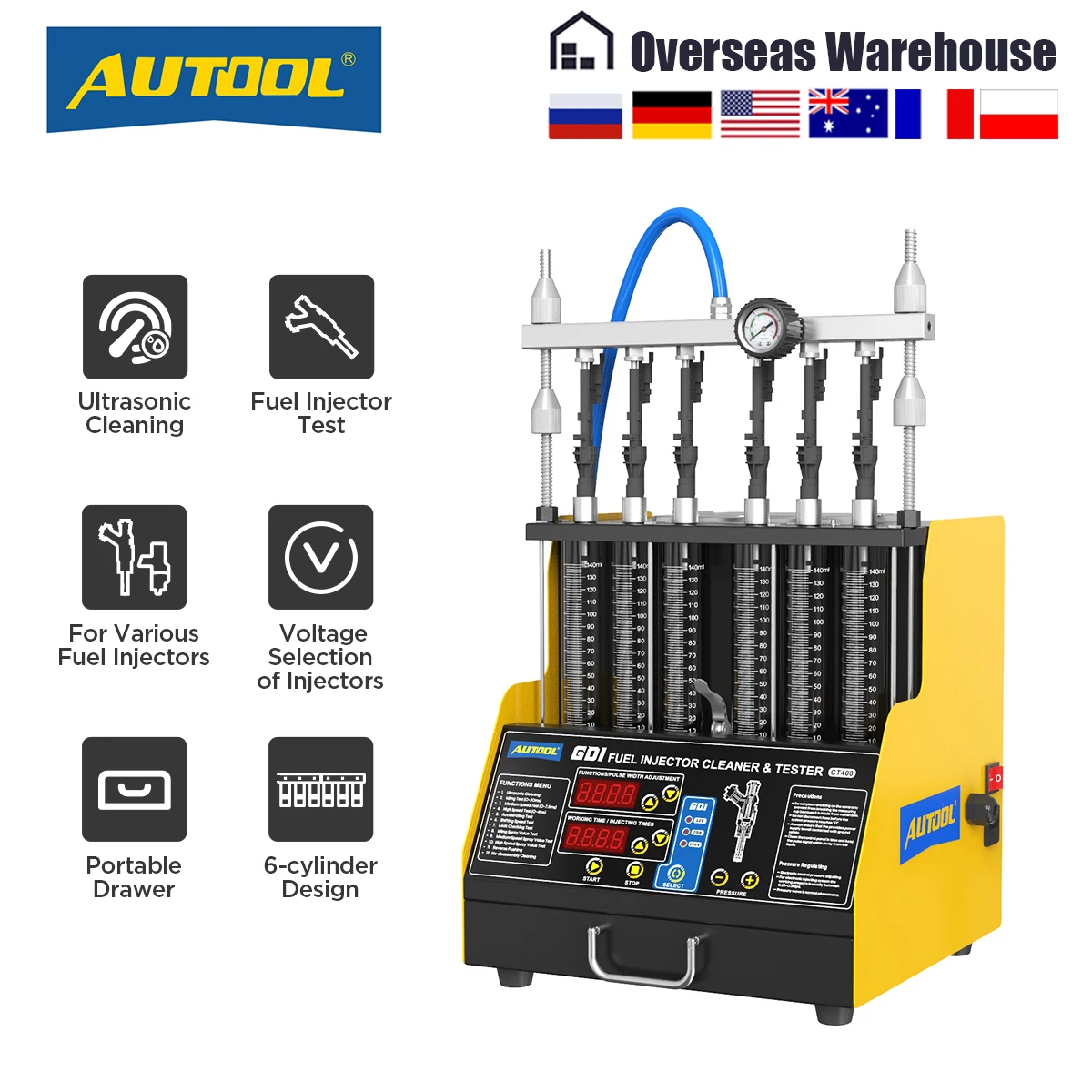 AUTOOL-CT400-GDI-Injector-Tester-Cleaner-Machine-6-Cylinders-Fuel ...