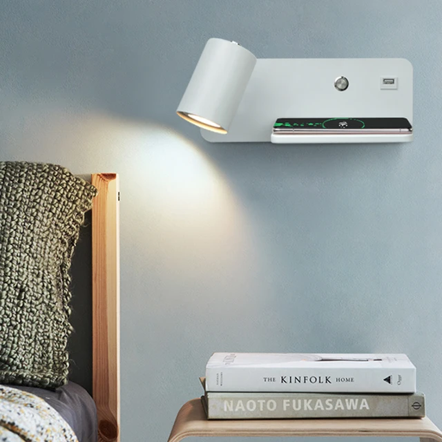 Rotatable Wall Lamp with Wireless Charger - Lighting4Home