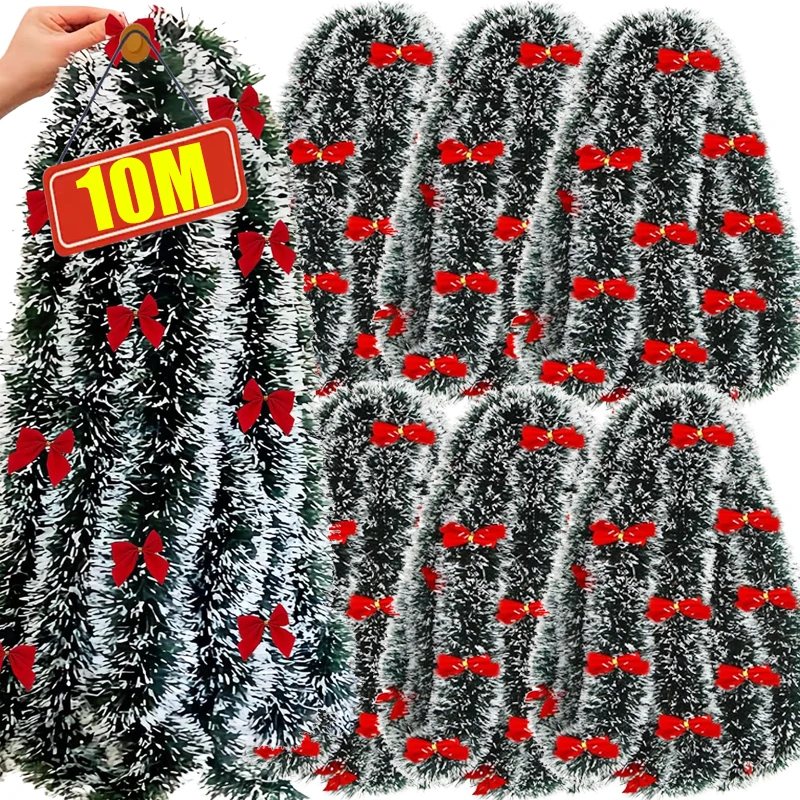 10-2M-Christmas-Bow-Tinsel-Ribbon-Garland-Xmas-Tree-Hanging-Pendent ...