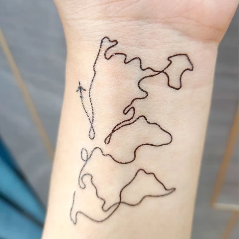 World Map Outline Tattoo