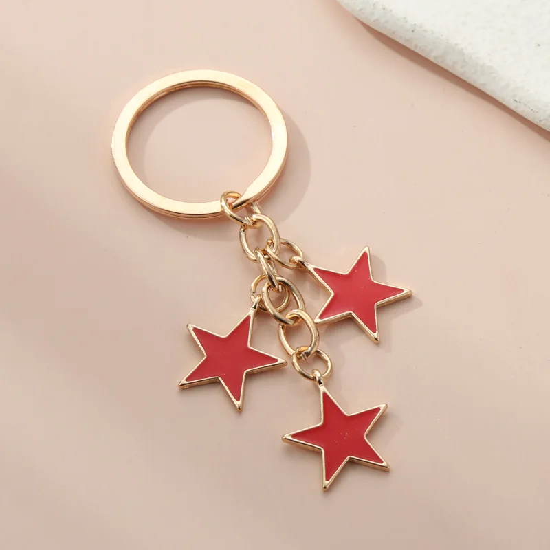 Cute Enamel Star Keychain Pentagram Key Ring Multicolor Stars Key ...