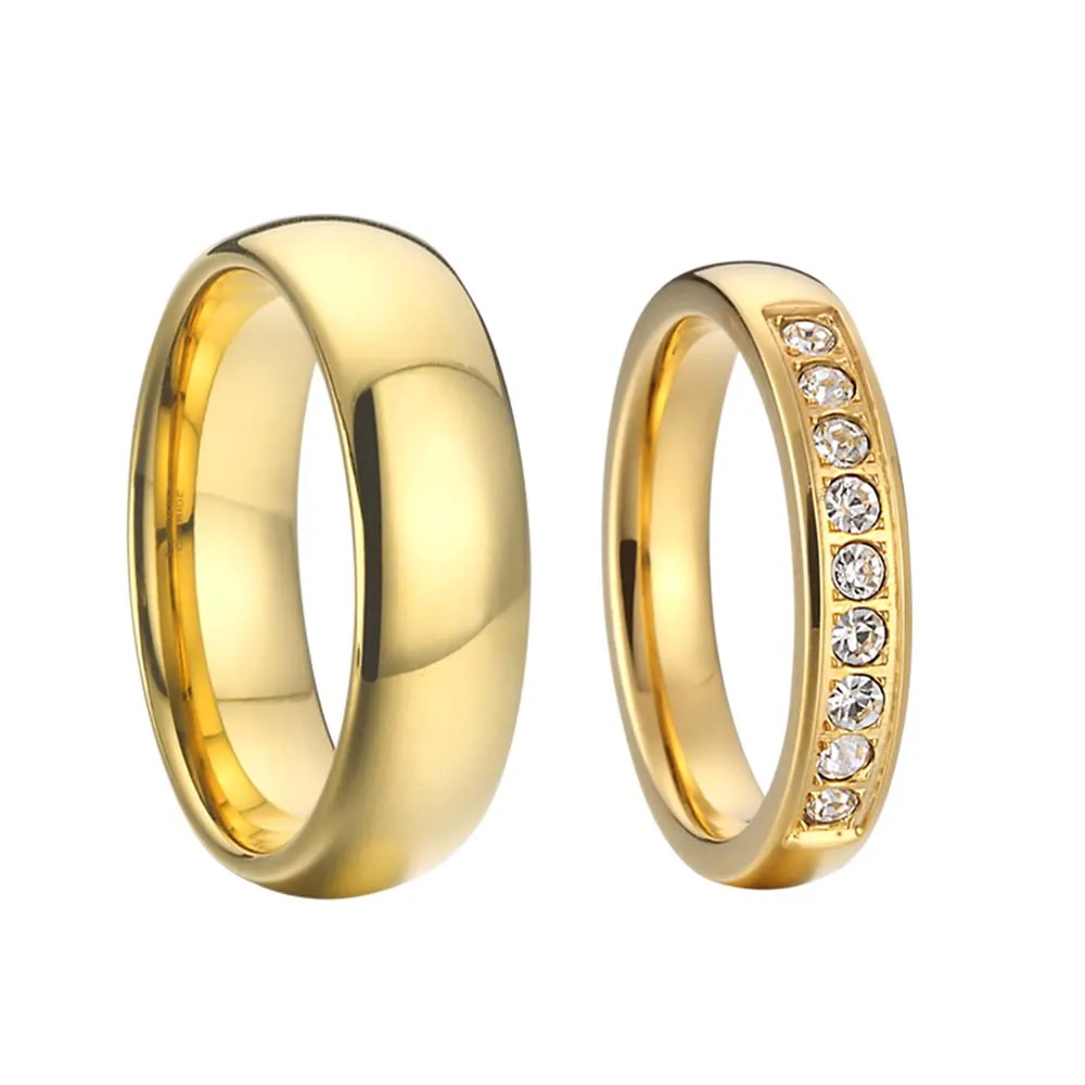 Classic-Simple-Plain-18k-Gold-Plated-wedding-Ring-sets-for-couples-men ...