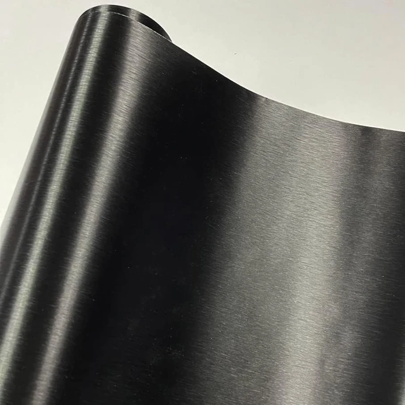 Premium Black Brushed Steel Vinyl Wrap Roll with Air Release Self ...