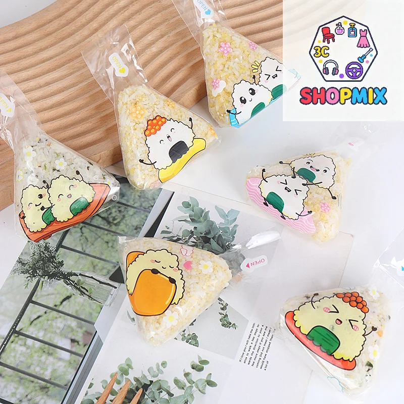 50Pcs Lovely Cartoon For Triangle Rice Ball Packaging Bag Nori Onigiri ...