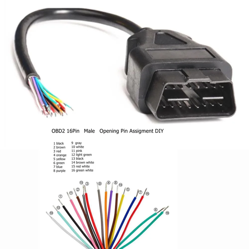 OBD2-16Pin-Female-Cable-Full-OBD2-Auto-Extension-Cable-Automotive-Car ...