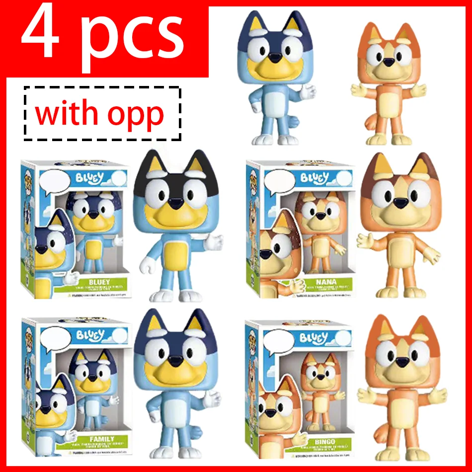 Anime Bluey Family Figure 1-4pcs Bingo Bandit Chilli PVC Dolls ...