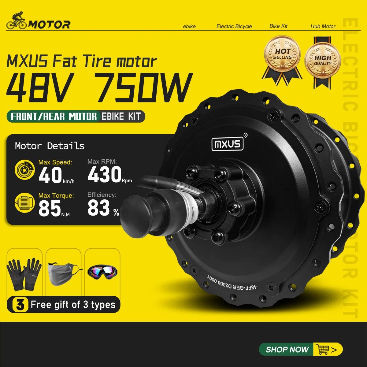 MXUS Brand Ebike Fat Tire Motor 48V 750W Brushless Gear Hub Motor ...