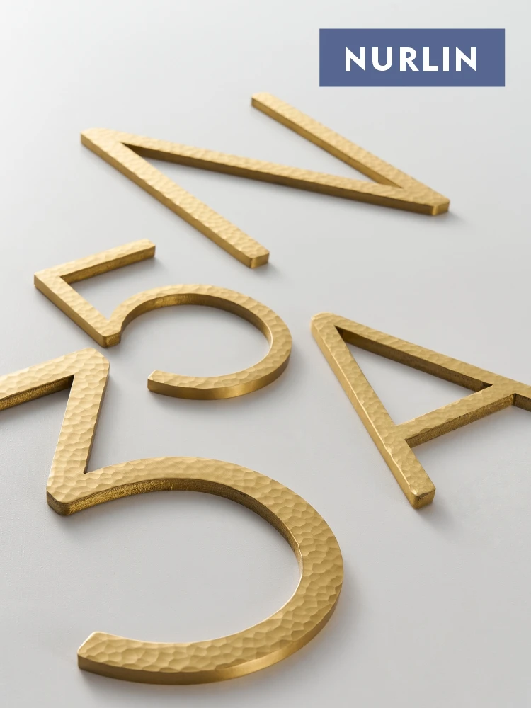 Nurlin-Solid-Brass-Hammered-Matt-Gold-4-12-Inches-10-30cm-Big-Number ...