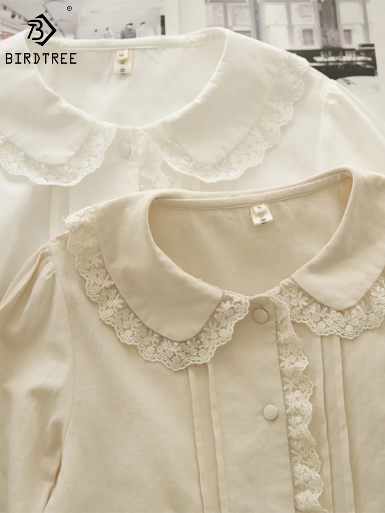 Camisas-de-algod-n-de-manga-larga-para-mujer-Tops-dulces-s-lidos-blusas ...