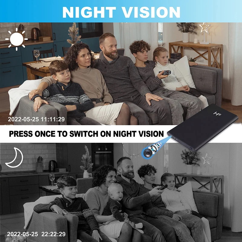 Mini caméra 64 Go-Mini Caméra Invisible 4K HD Power Bank, Wifi ...