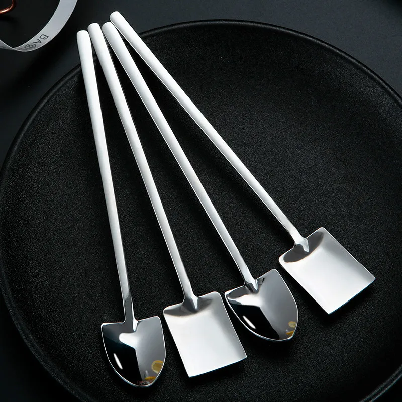 Retro-Creative-Spade-Spoon-304-Stainless-Steel-Long-Handle-Coffee ...