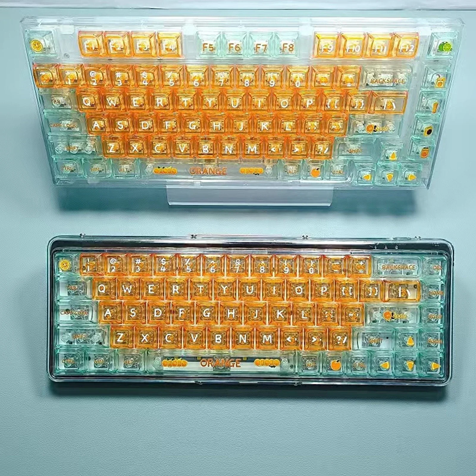 Fresh-orange-ice-crystal-transparent-keycap-PC-material-132-key-small ...