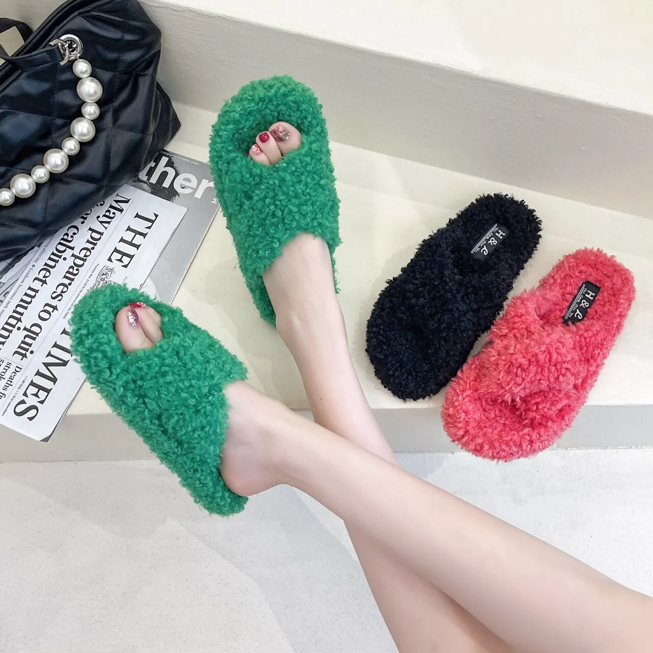 Women-House-Fuzzy-Slippers-Winter-Warm-Cozy-Furry-Slipper-Outdoor ...