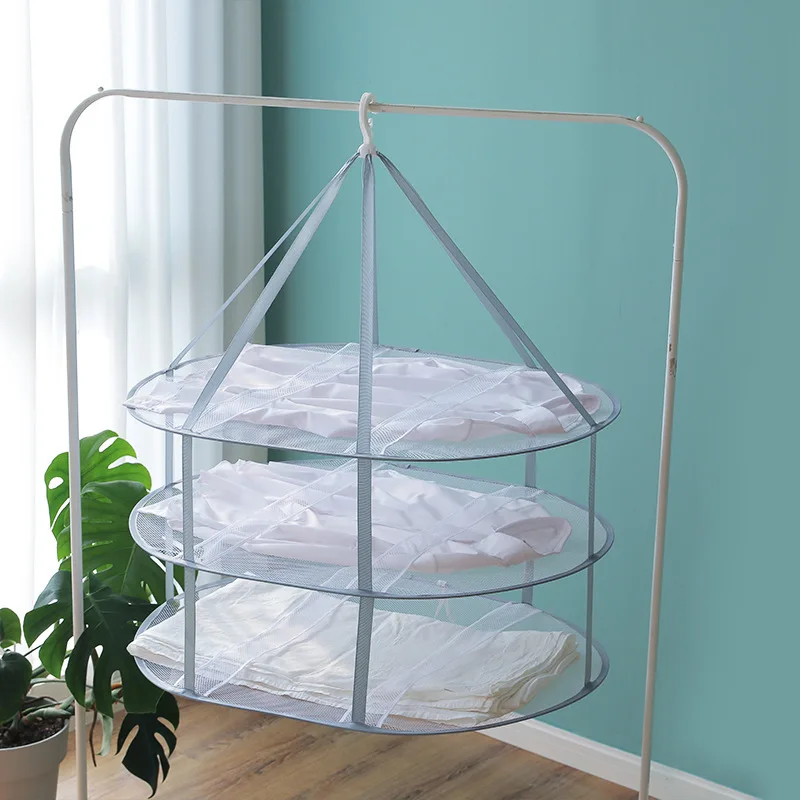 Folded Mesh Clothes Drying Net Rack Lay Flat Dry Hanger for Indoor ...