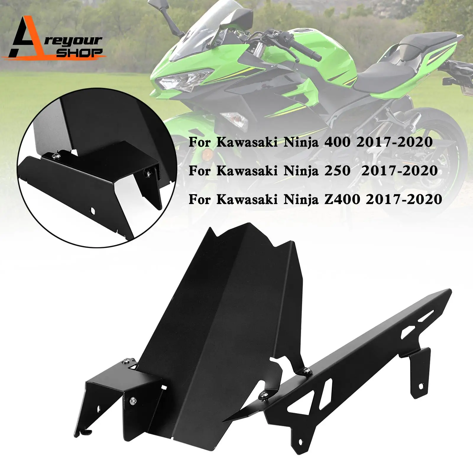 Sprocket Chain Guard Cover for Kawasaki Ninja 400/250 Z400 2017-2020 ...