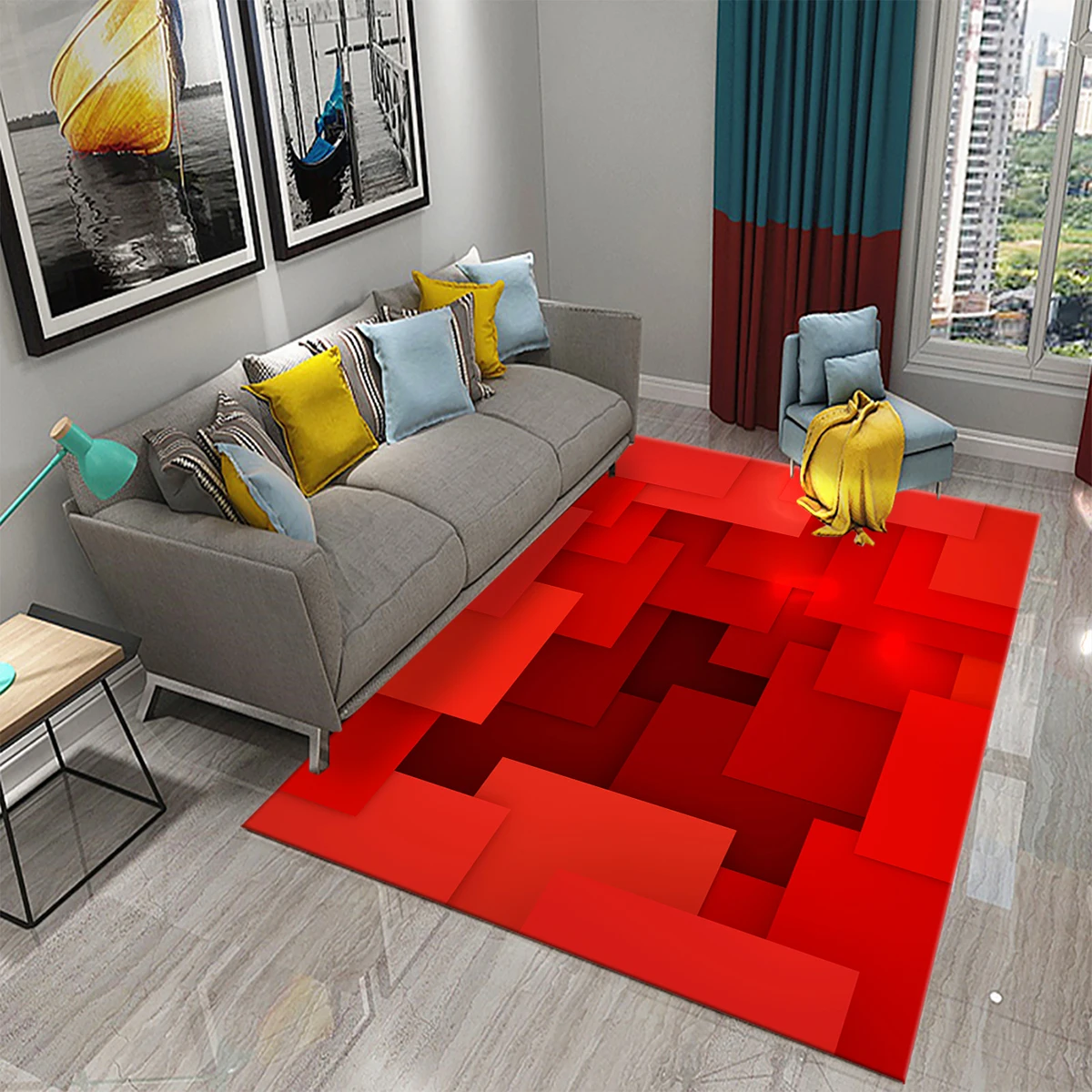 Red-3D-Abstract-Carpet-Modern-Geometric-Rug-for-Women-Adults-Spatial ...