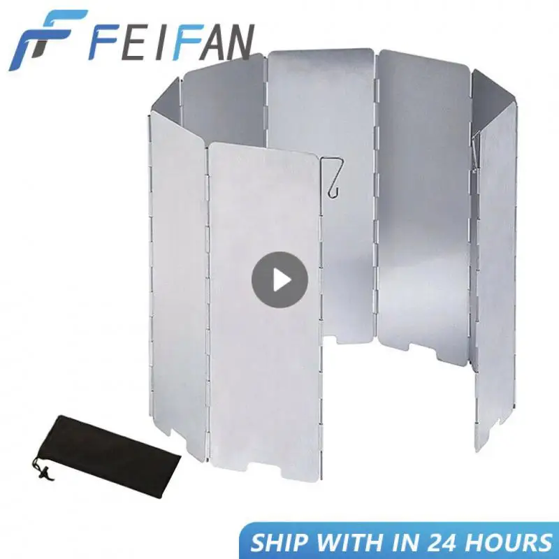 Aluminum-9-Plates-Foldable-Gas-Stove-Windshield-Camping-Cooking-BBQ ...