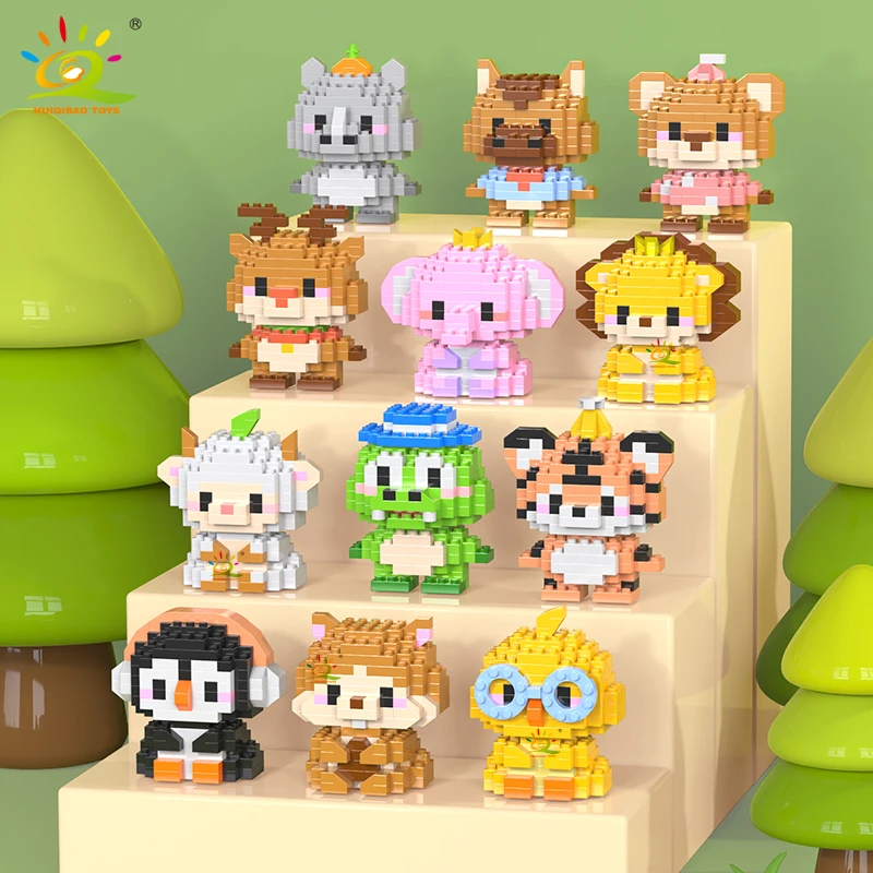 HUIQIBAO-Mini-Cute-Anima-Micro-Building-Blocks-3D-Diamond-Model-LION ...