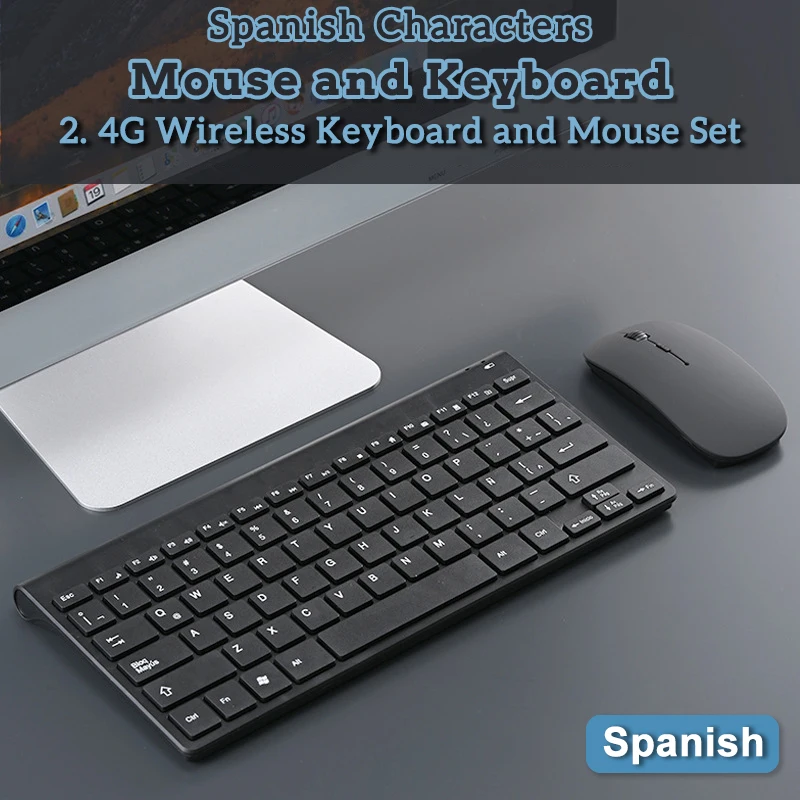 DISOUR Spanish Wireless Keyboard 2.4G Wireless Mouse and Keyboard Set ...