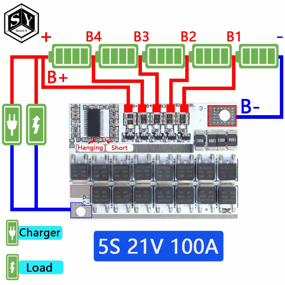 3s/4s/5s Bms 12v 16.8v 21v 3.7v 100a Li-ion Lmo Ternary Lithium Battery ...