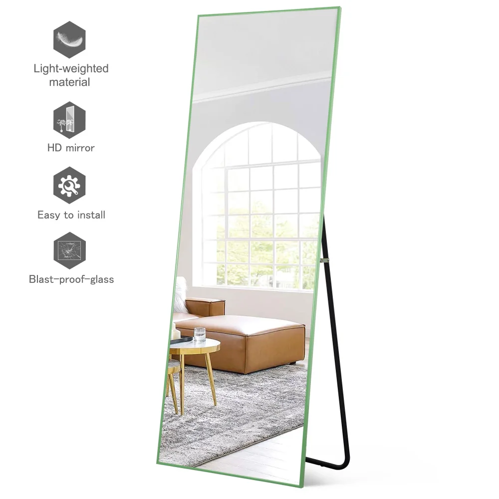 NeuType Full Length Rectangular Standing Floor Mirror with Aluminum ...