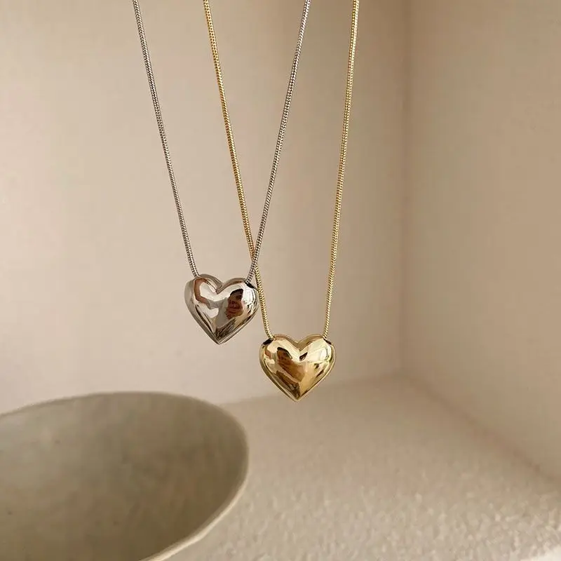 Necklace-Ladies-Alloy-Simple-Heart-Pendant-Fashion-Thin-Chain-Necklace-Korean-Popular-Ladies ...