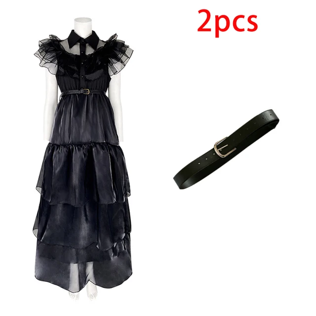 Kids Adult Wednesday Addams Cosplay Costume Black Prom Dress Wednesday ...