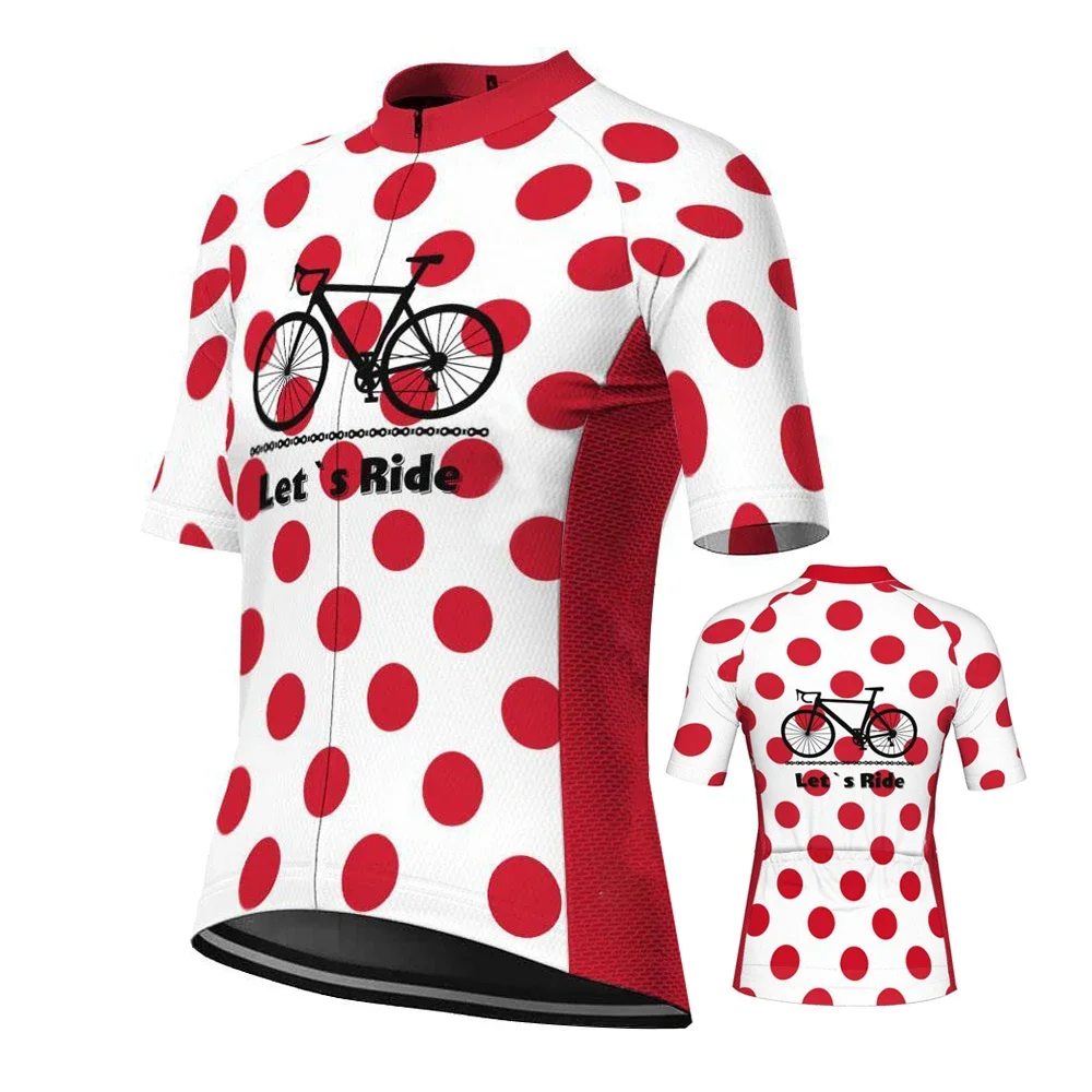 Red Dots Cycling Jersey Men Short Sleeve Summer Breathable Cycling Tops ...