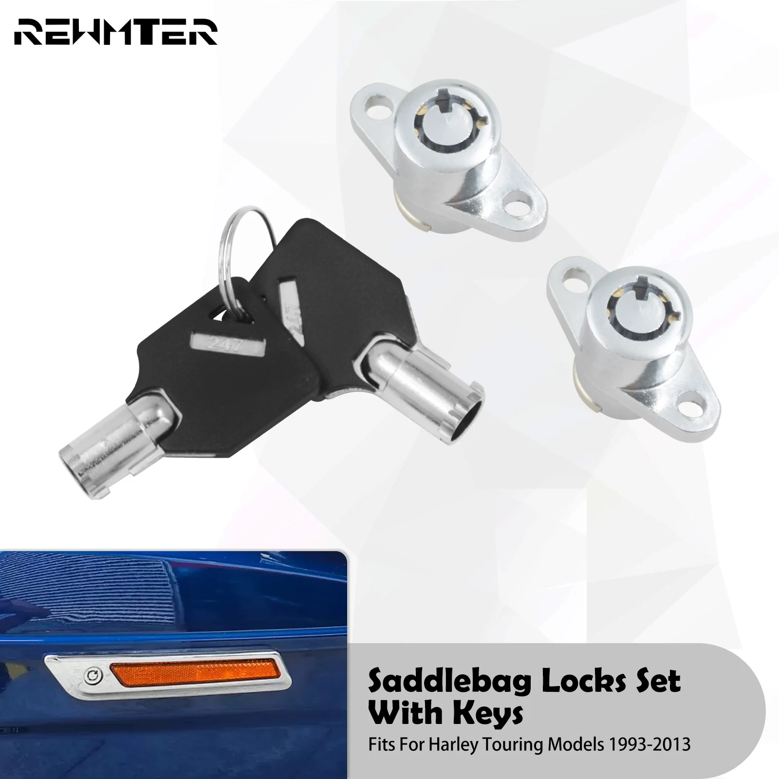 Motorcycle Saddlebag Lock With 2 Keys Set For Harley Touring Electra ...