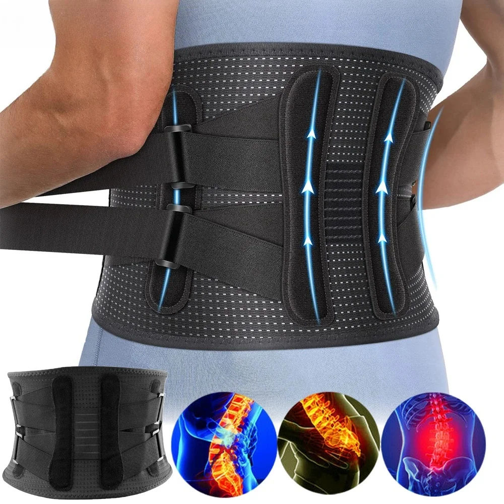 Lumbar Support Belt Lower Back With 4 Pieces Of Medical Grade Strong ...