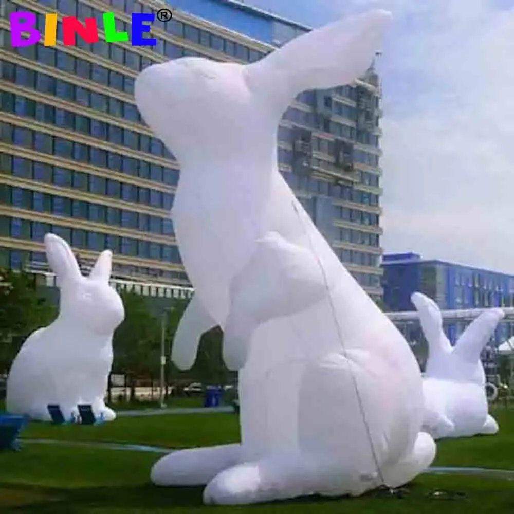 Attractive giant stand up white lighting inflatable rabbit model easter ...