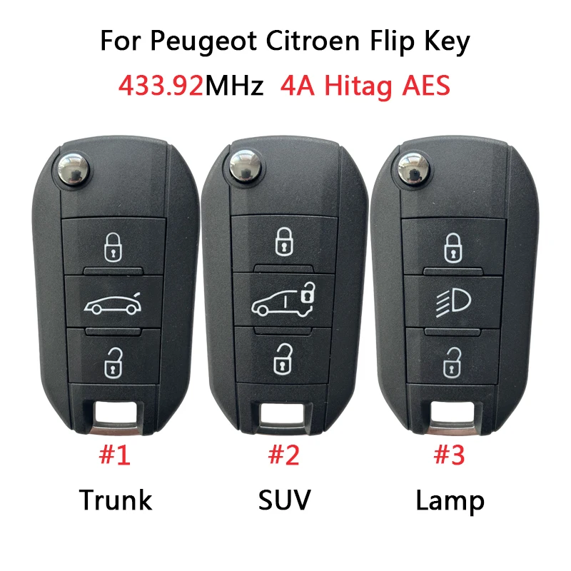 TXK009016-Aftermarket-Flip-Remote-Car-Key-3-Button-433-92MHz-HITAG-AES ...
