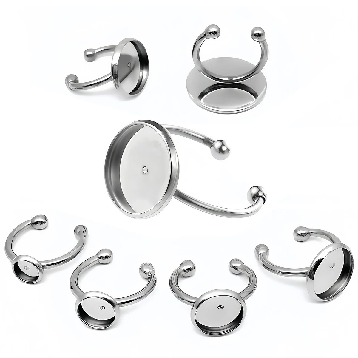 5/10Pcs 6-20mm Stainless Steel Adjustable Ring Settings Blank Base ...