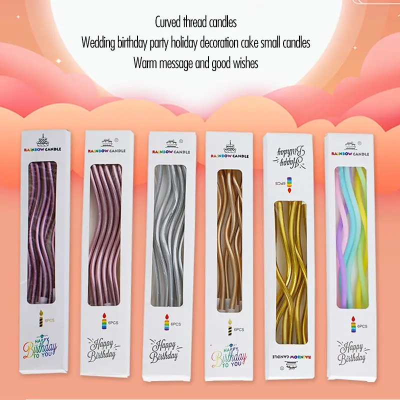 6pcs Curve Birthday Cake Candle Colorful Festival Celebration Cake ...